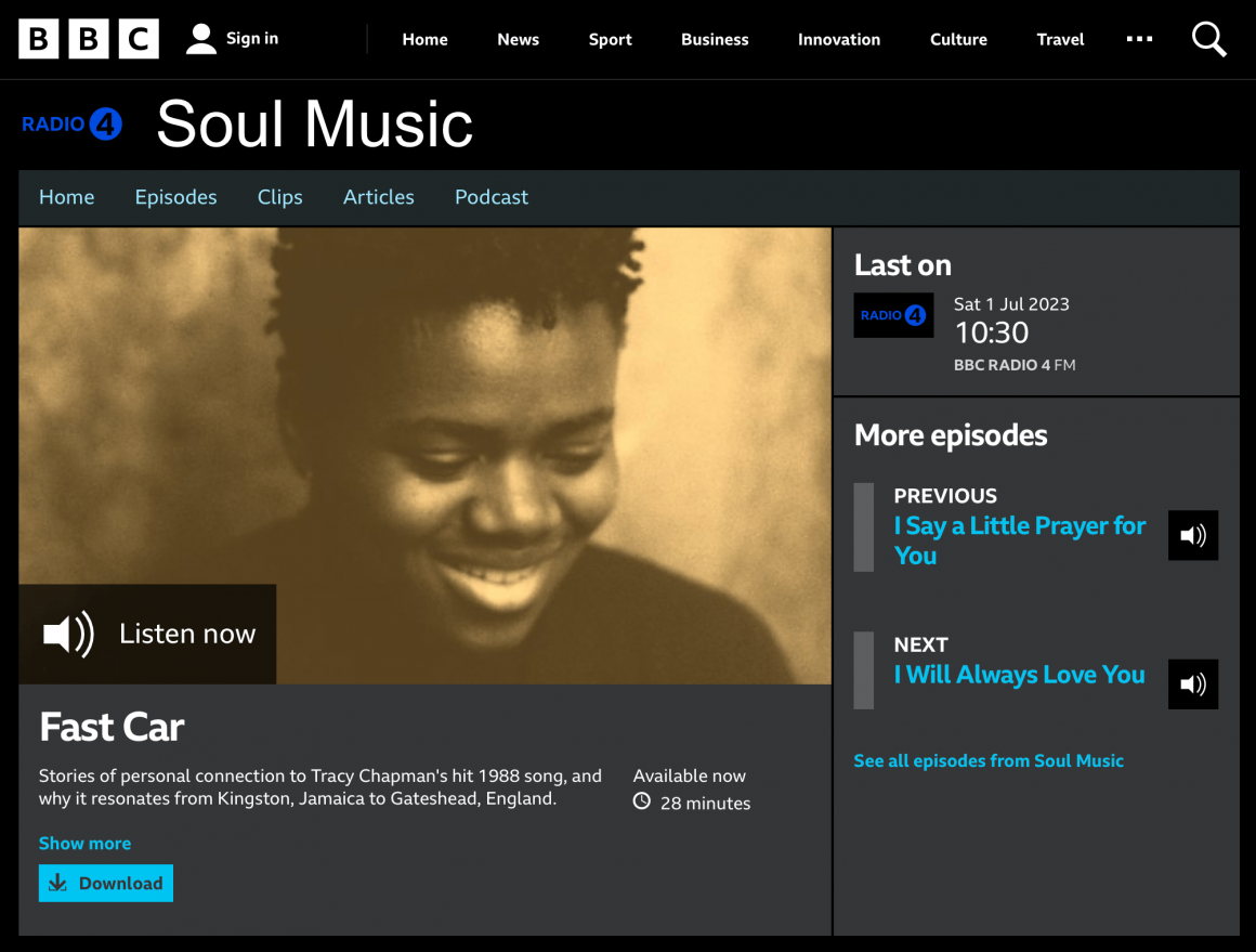 BBC Radio 4 > Soul Music : Fast Car - About Tracy Chapman